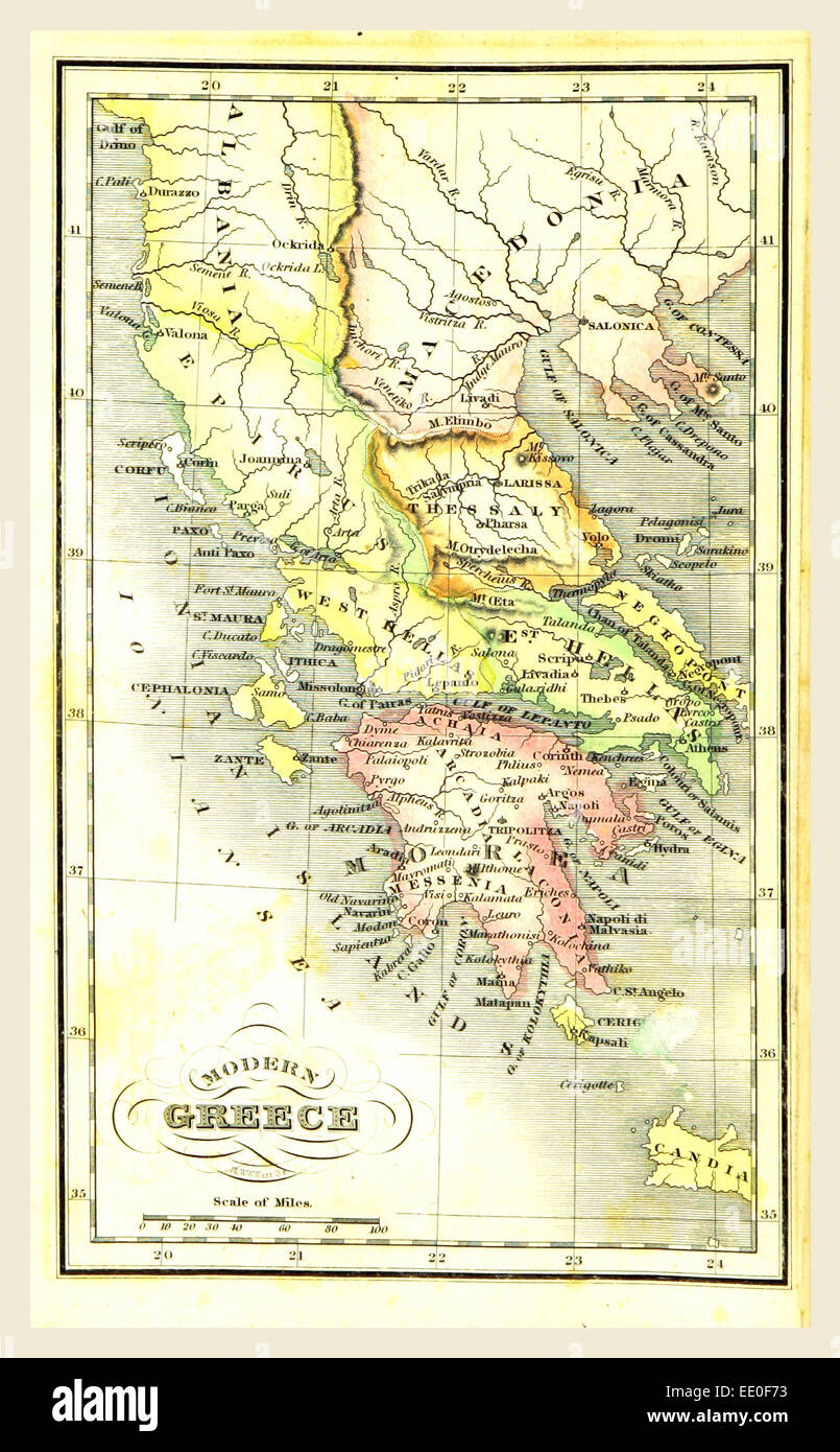Map of Greece, 19th century engraving Stock Photo - Alamy