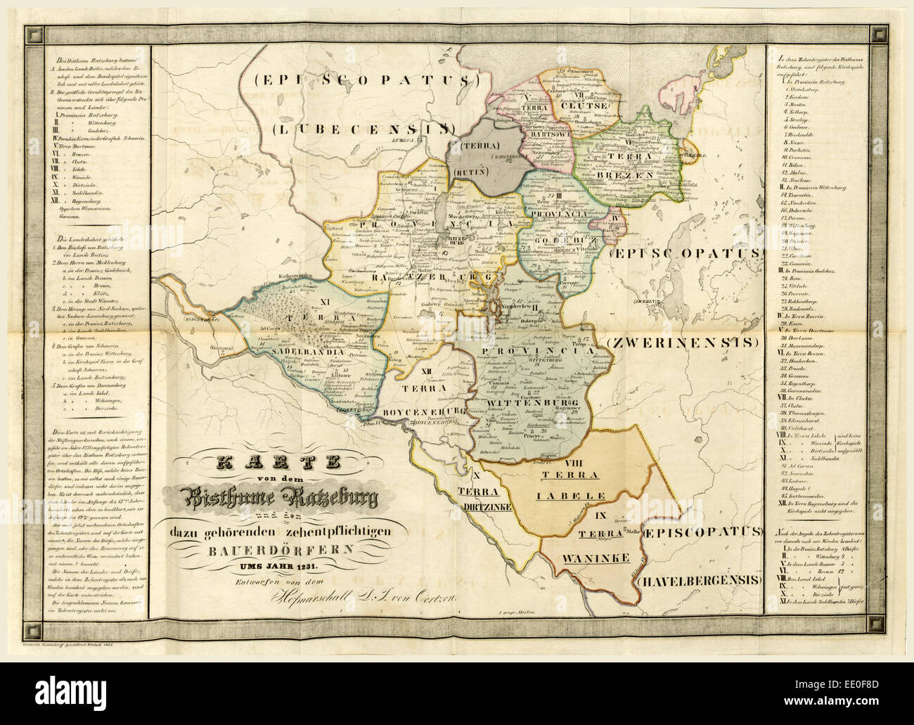 Map, Land of the former bishopric of Ratzeburg, engraving, Germany ...