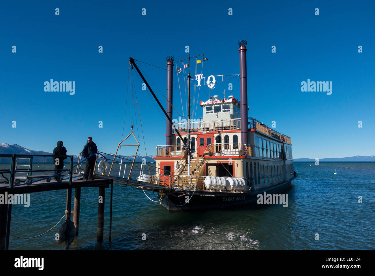 USA California CA Nevada NV The Tahoe Queen river boat in Winter tour ...