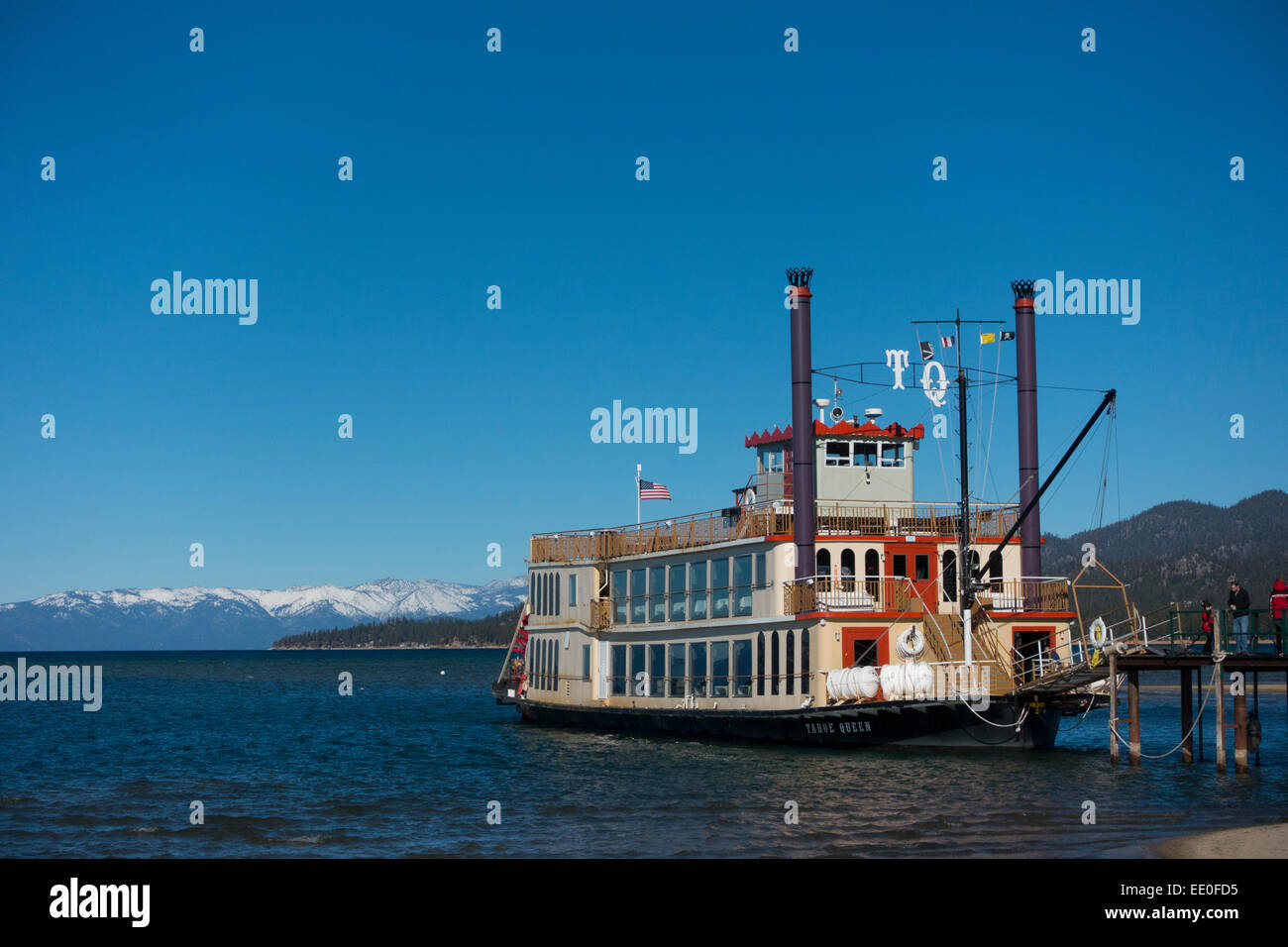 USA California CA Nevada NV The Tahoe Queen river boat in Winter tour ...