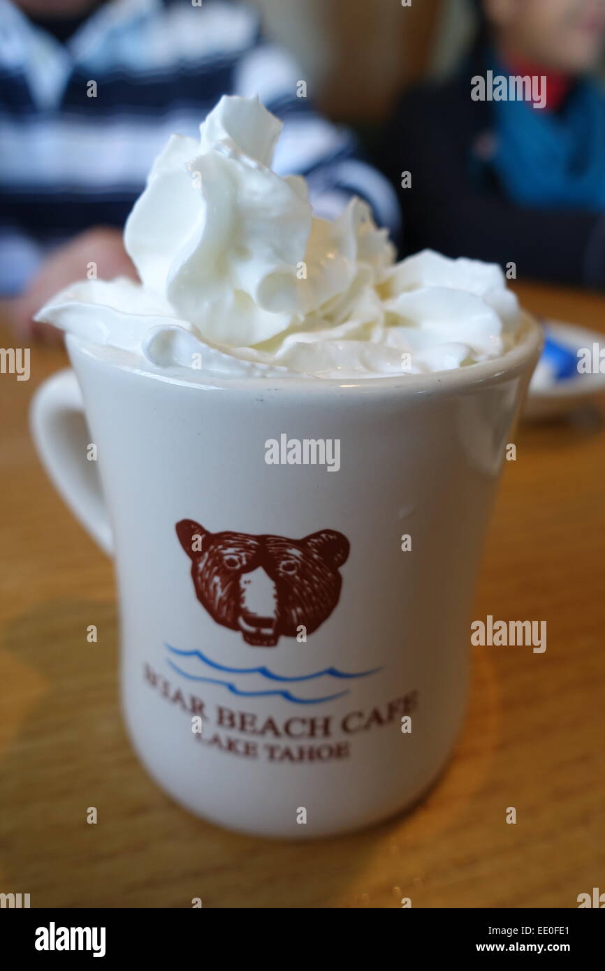 USA California CA Lake Tahoe Hot Cocoa at the Bear Beach Cafe ...