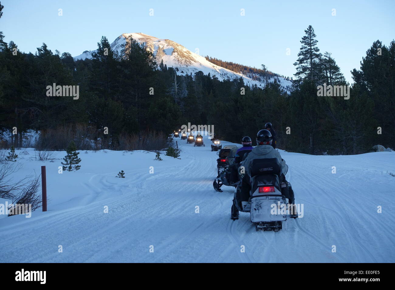USA California CA Lake Tahoe Sierra Mountains Snowmobiling in Hope ...