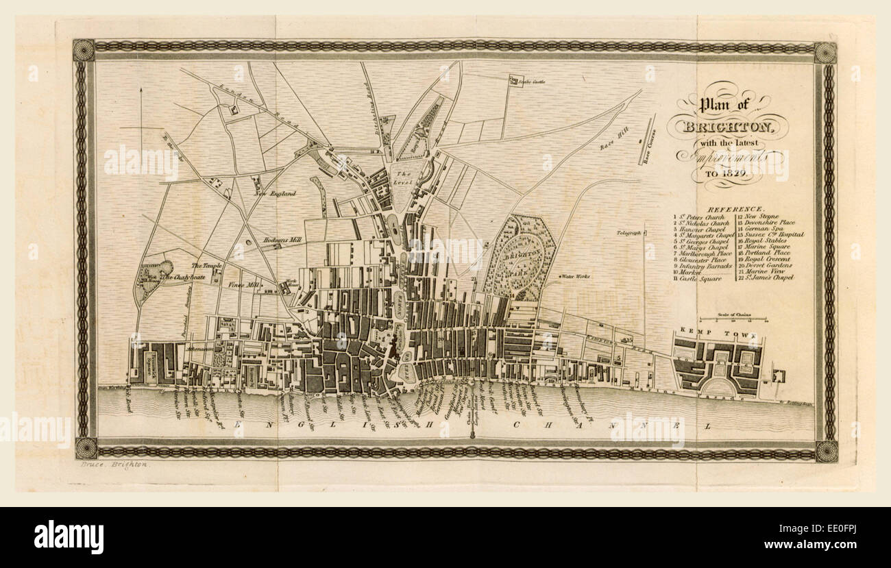 Map, The History of Brighton, with the latest improvements, to 1831 ...