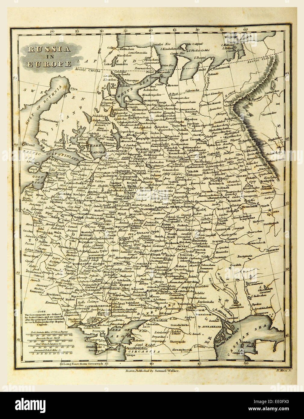 Map Russia, 19th century engraving Stock Photo - Alamy