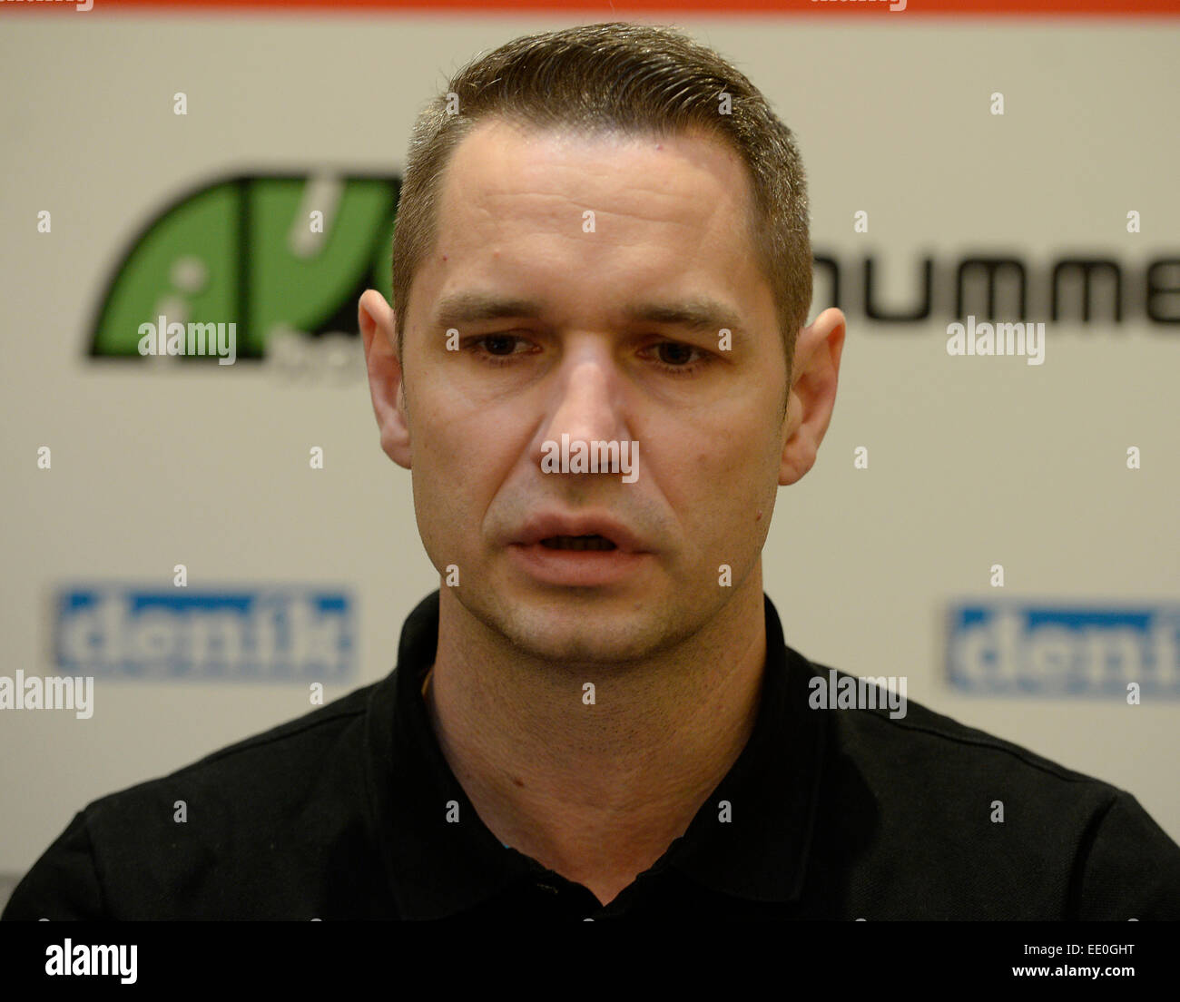 Quatar, Prague. 12th Jan, 2015. Czech national handball team coach Jan ...