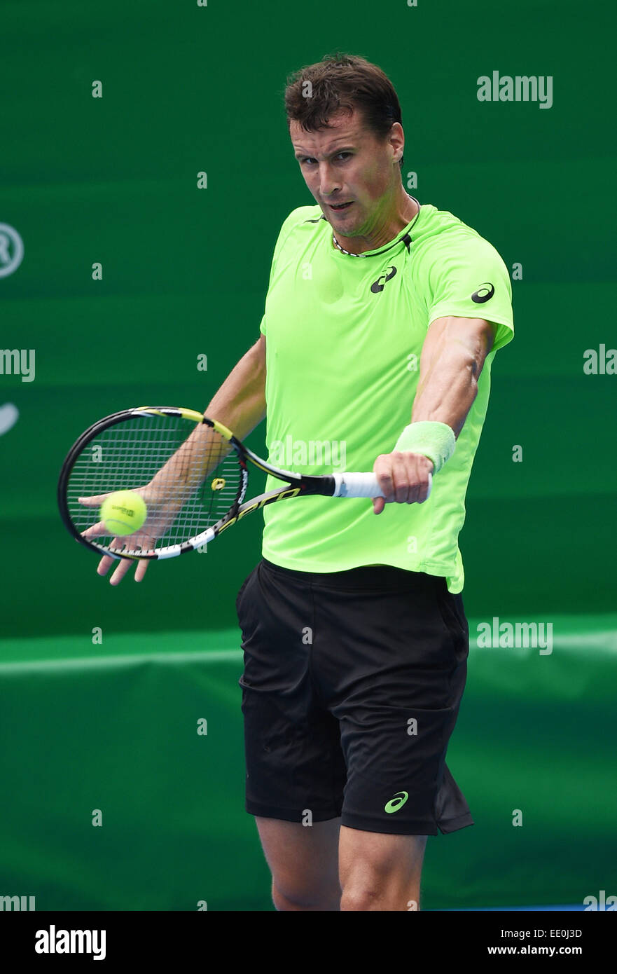 Auckland, New Zealand. 12th Jan, 2015. France's Kenny de Schepper ...