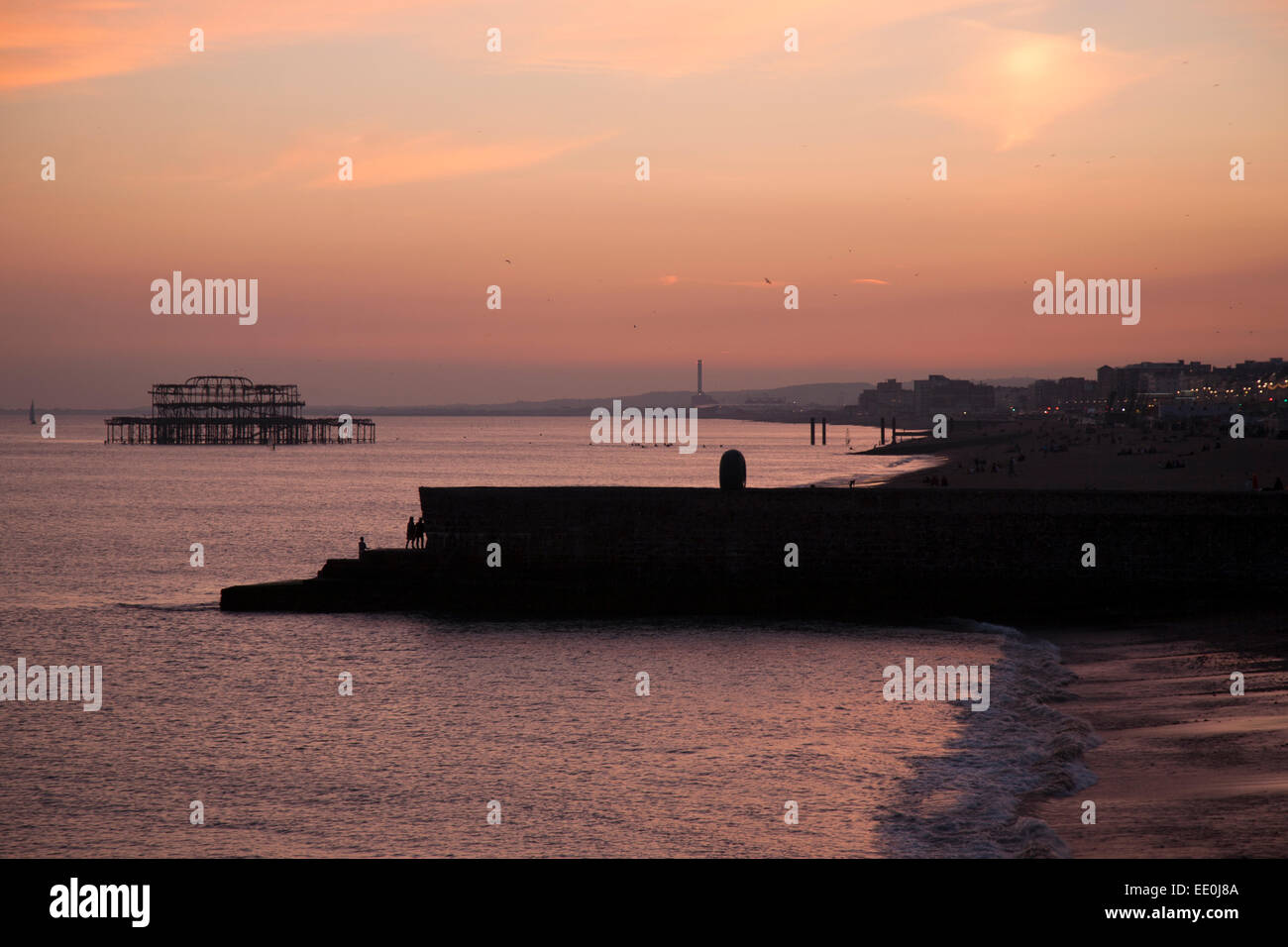 Old Brighton Pier at Dusk, England Stock Photo - Alamy