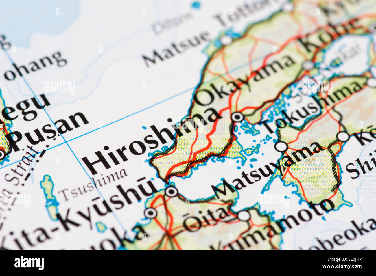 Close up of atlas map of Hiroshima, Japan Stock Photo - Alamy