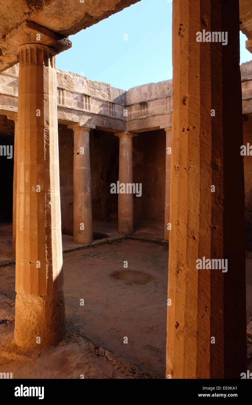 Tombs of the Kings, Nea Pafos, Cyprus. Tomb 3. Detail of the atrium ...