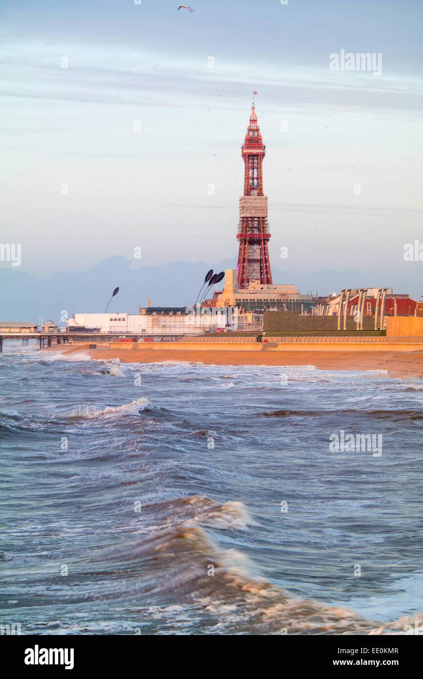 Stormy sunset sea blackpool hi-res stock photography and images - Alamy
