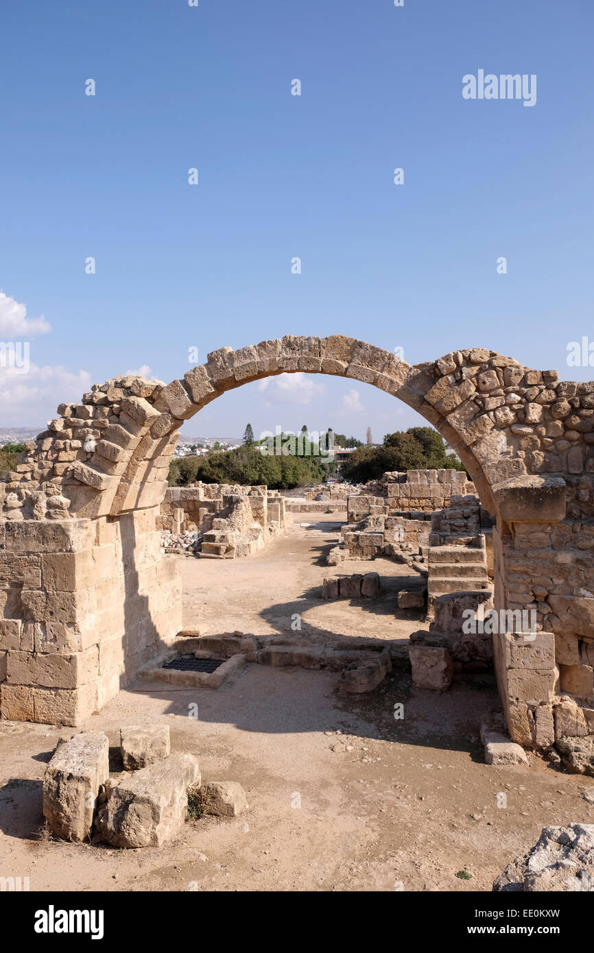 Archway of the ruined castle Saranda Kolones, Pafos, Western Cyprus ...