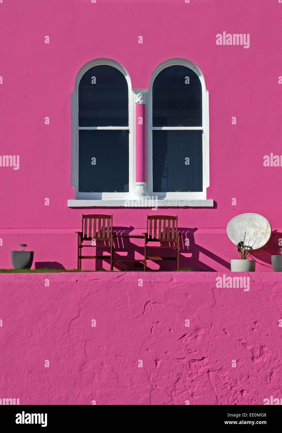 Pink housefront, Whitehead, Northern Ireland Stock Photo - Alamy