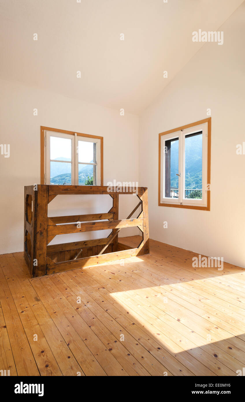 interior rustic house, room with windows Stock Photo - Alamy