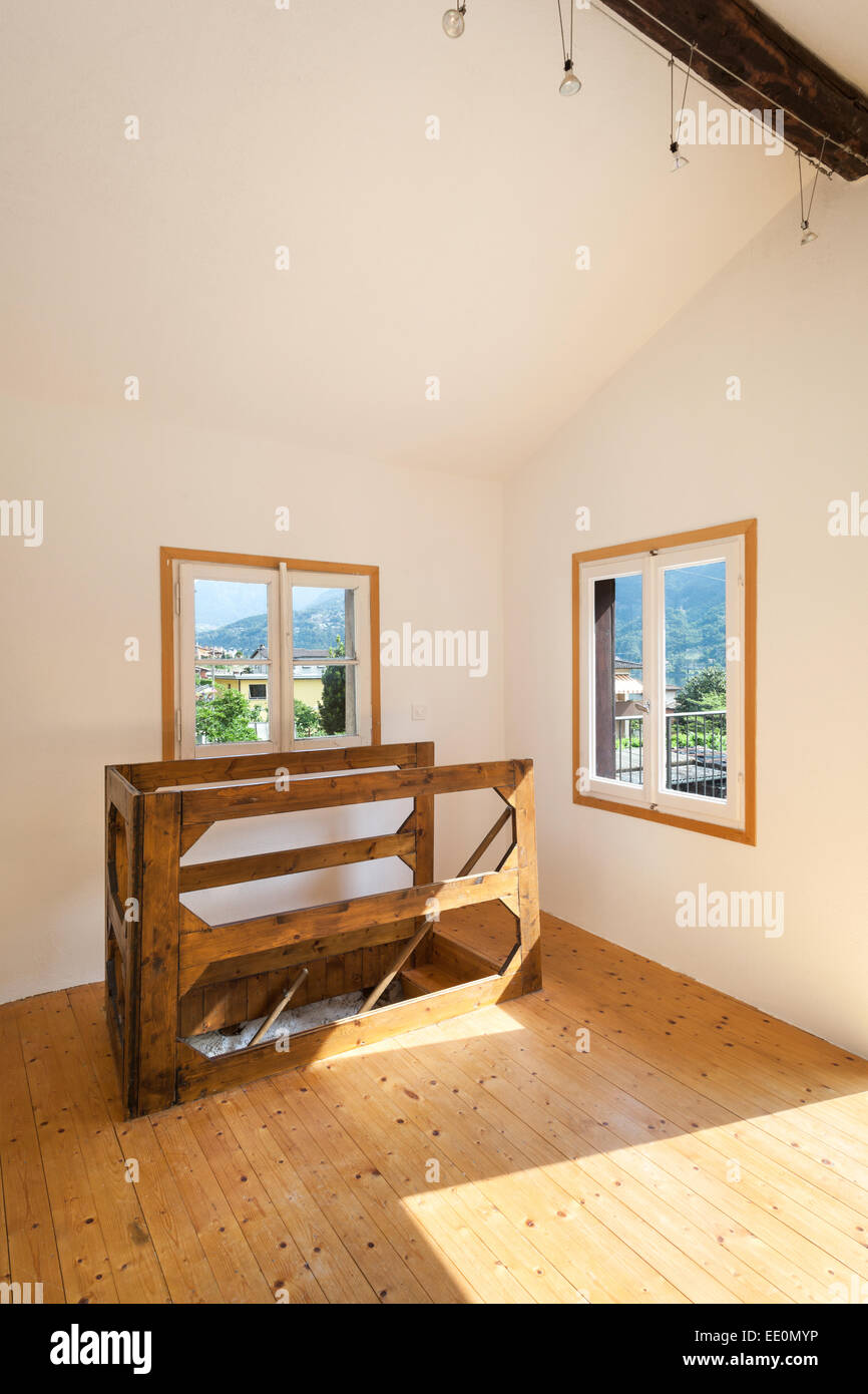 interior rustic house, room with windows Stock Photo - Alamy