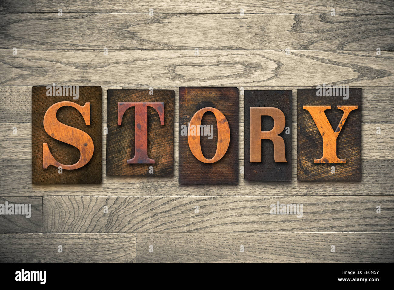 The word "STORY" written in wooden letterpress type Stock Photo - Alamy