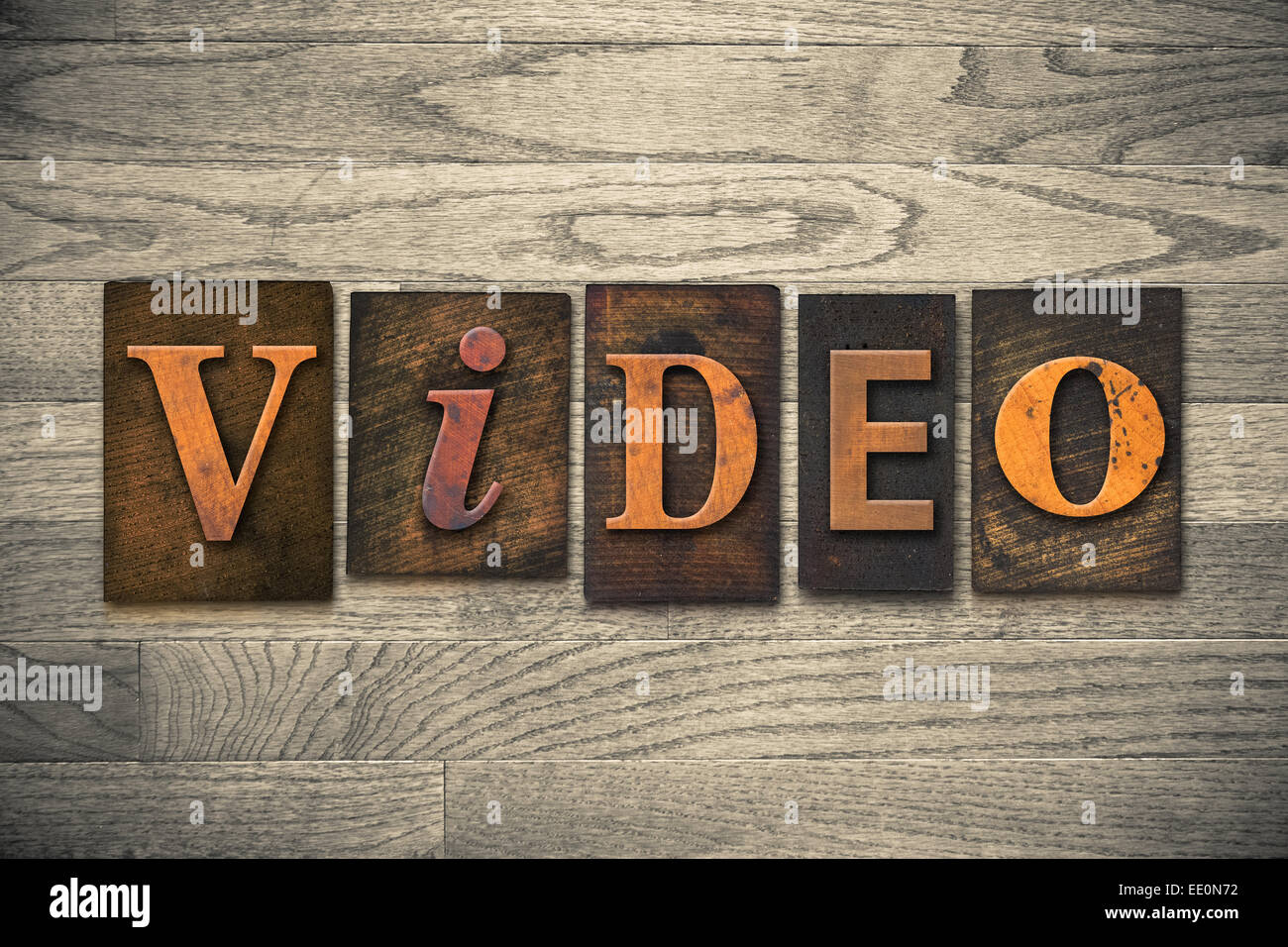 The word "VIDEO" written in wooden letterpress type Stock Photo - Alamy