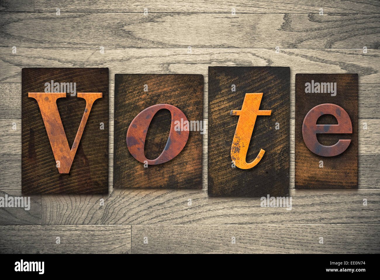 The word "VOTE" written in wooden letterpress type Stock Photo - Alamy