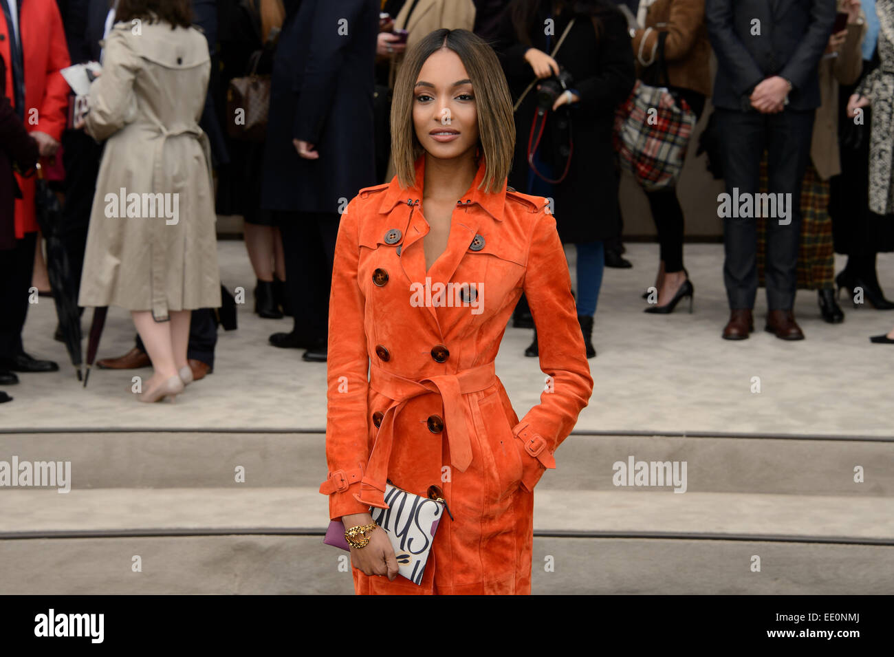 Jourdan Dunn poses for photographers at the Burberry Prorsum fashion ...