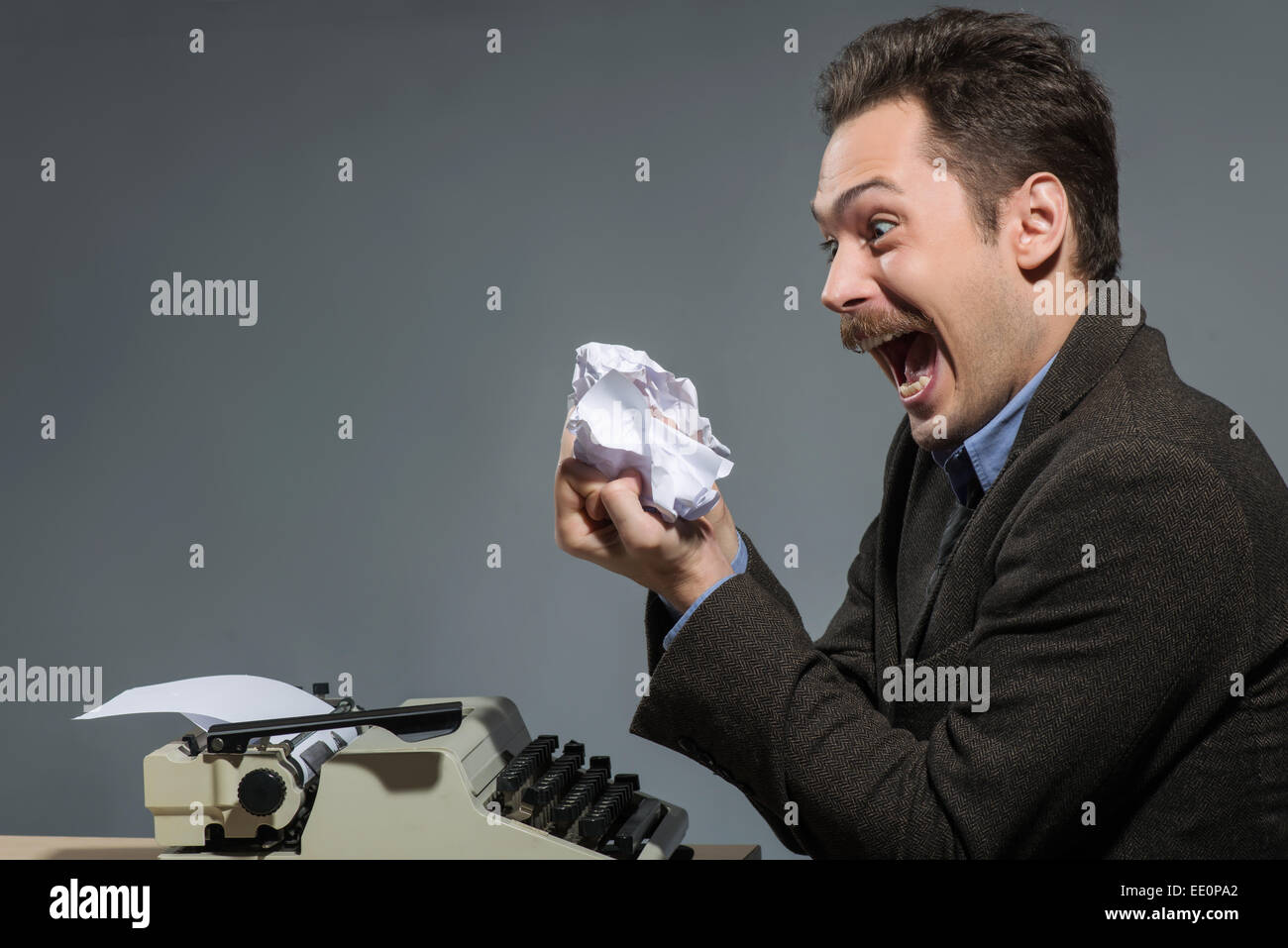 Side view portrait of inspired author Stock Photo - Alamy