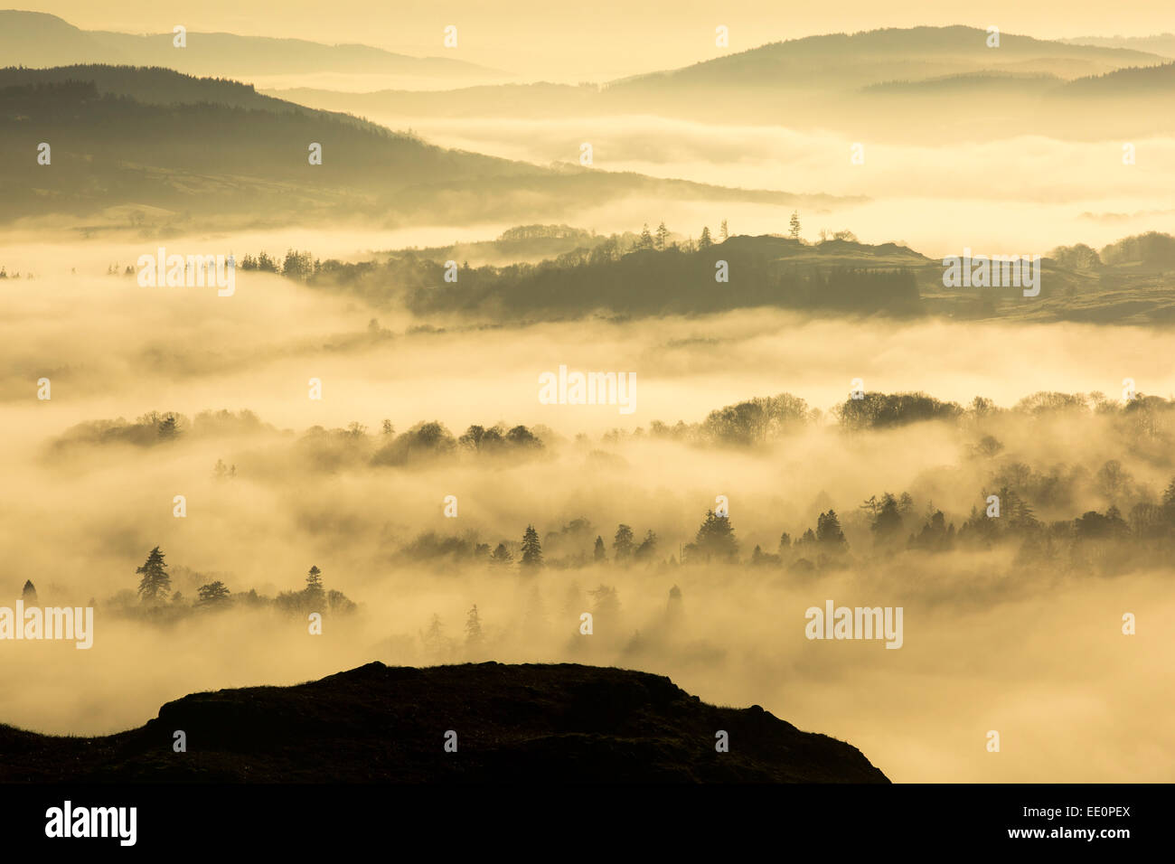 Valley mist from temperature inversion hi-res stock photography and ...