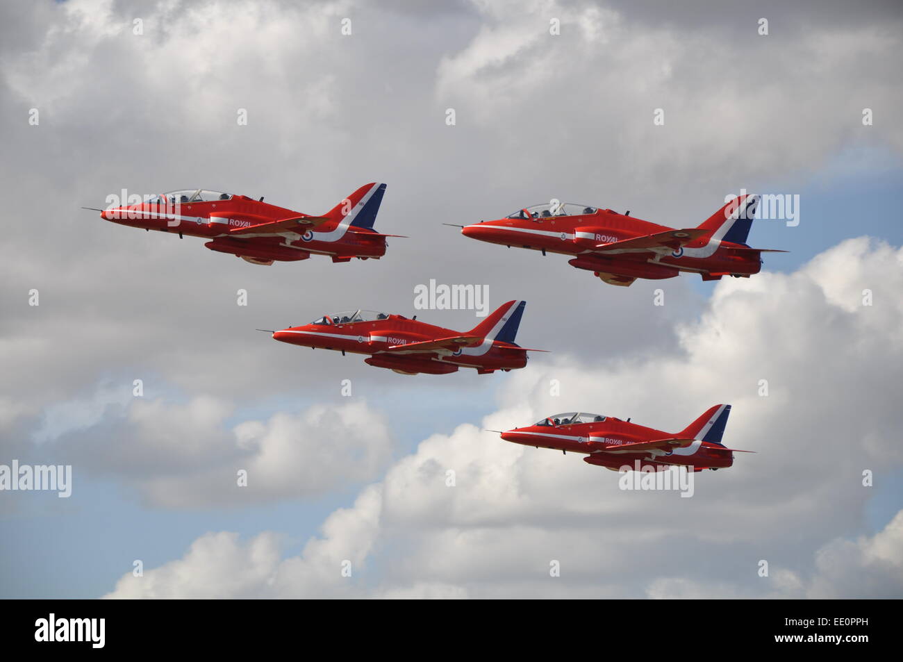 The Red Arrows taking off at an air show at Fairford in Gloucestershire ...