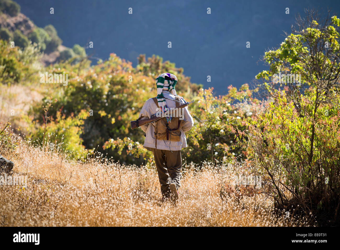 security guard with rifle gun in Simien Mountains National Park ...