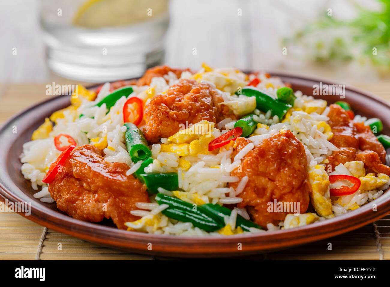 fried rice with egg and chicken Stock Photo - Alamy