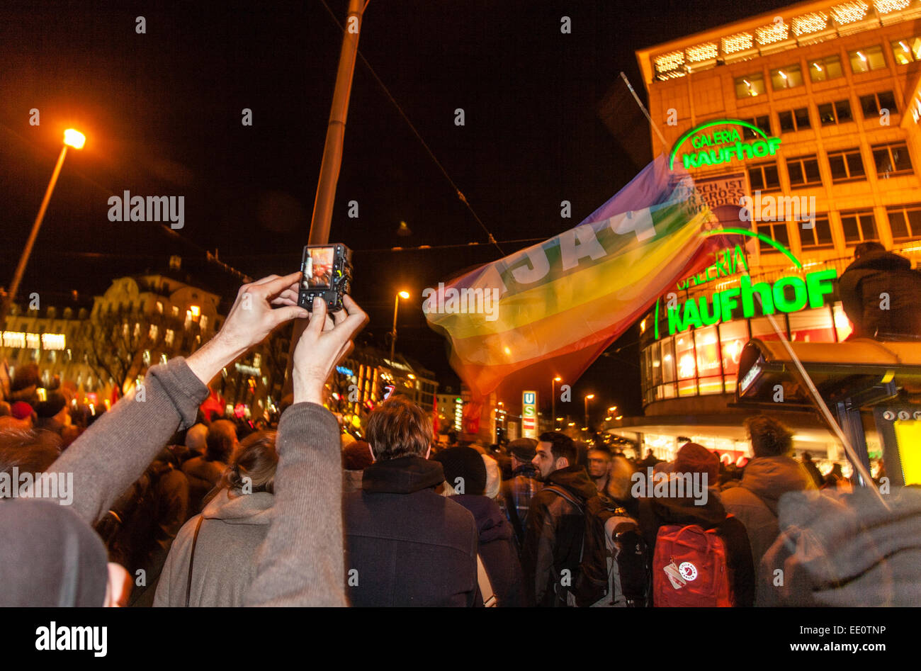 Munich, Germany. 12th January, 2015. Pegida protest in Munich draws ...