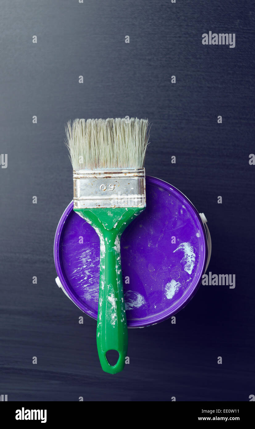 Used paintbrush over dark background, above view Stock Photo - Alamy