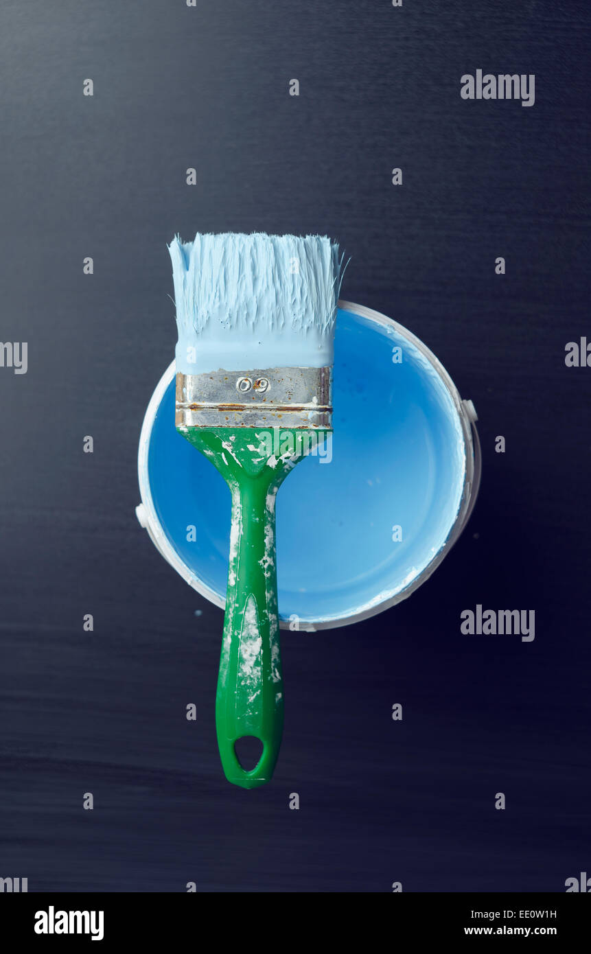 Used paintbrush over dark background, above view Stock Photo - Alamy