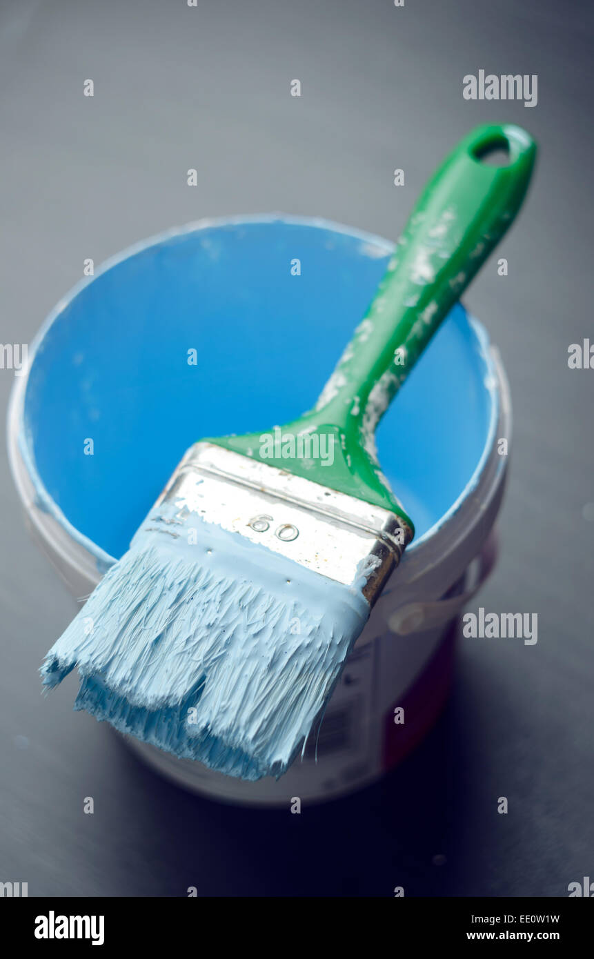 Used paintbrush over dark gray background, above view Stock Photo - Alamy