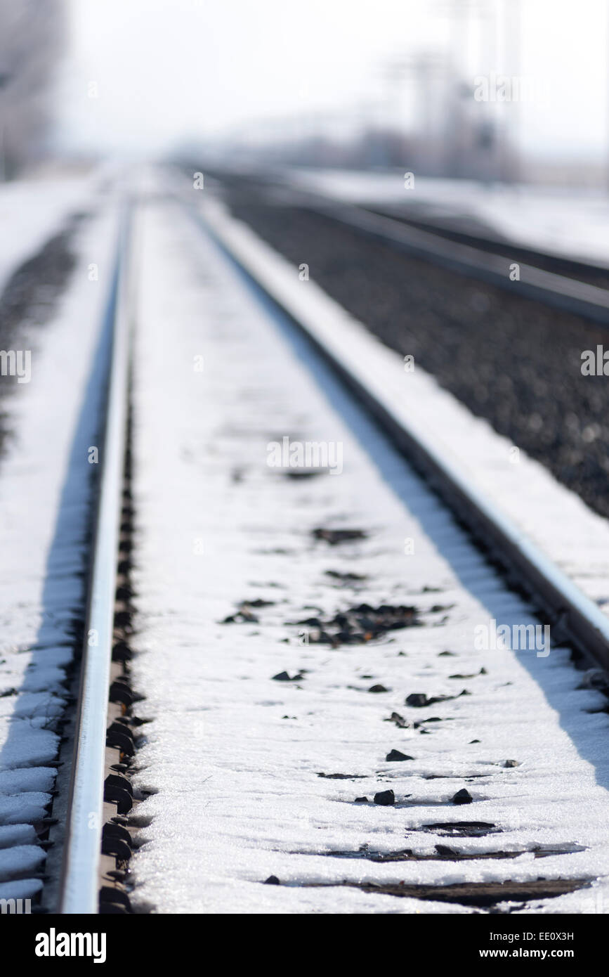 Union Pacific main line railroad tracks in Haines, Oregon Stock Photo ...