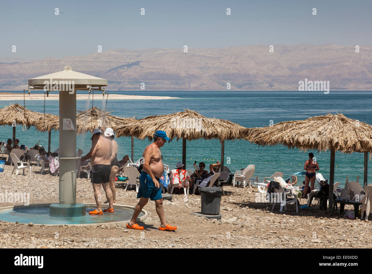 tourists bathing and showering at the Dead Sea, Israel Stock Photo - Alamy