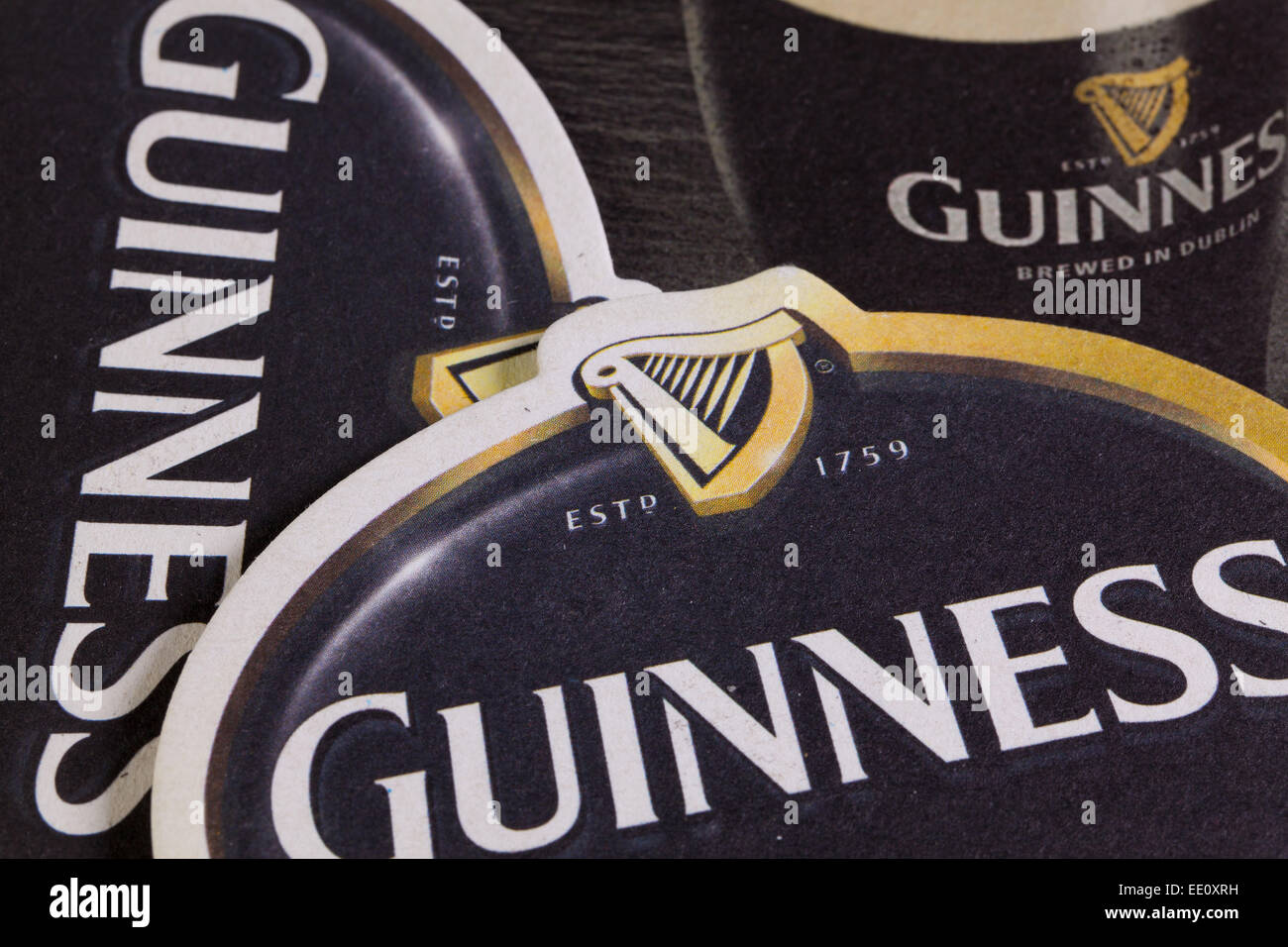 ENGLAND,LONDON - November 11, 2014: Beermats from Guinness beer.St ...