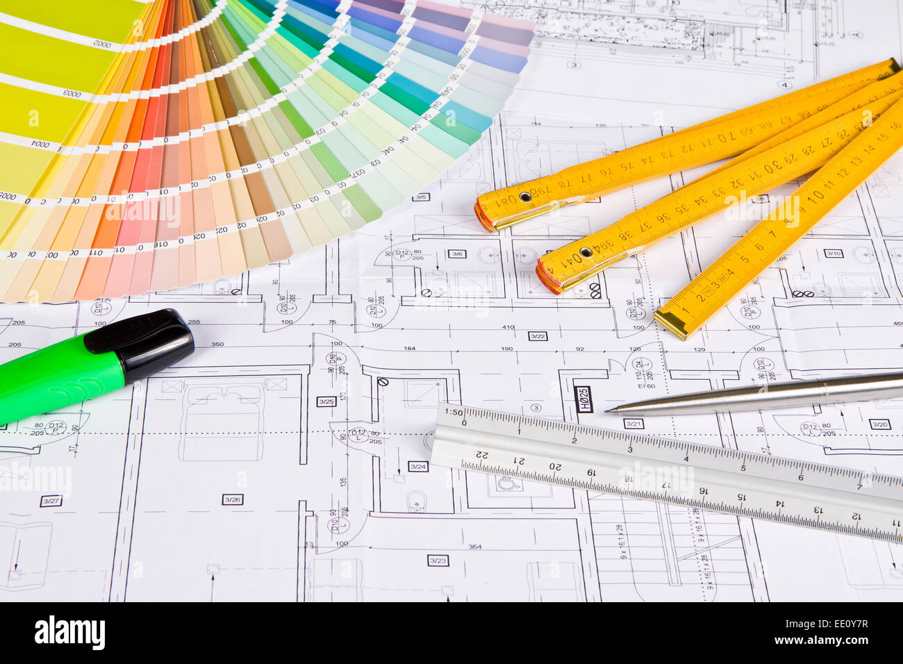 Architectural drawing, colors sample, design concept Stock Photo - Alamy