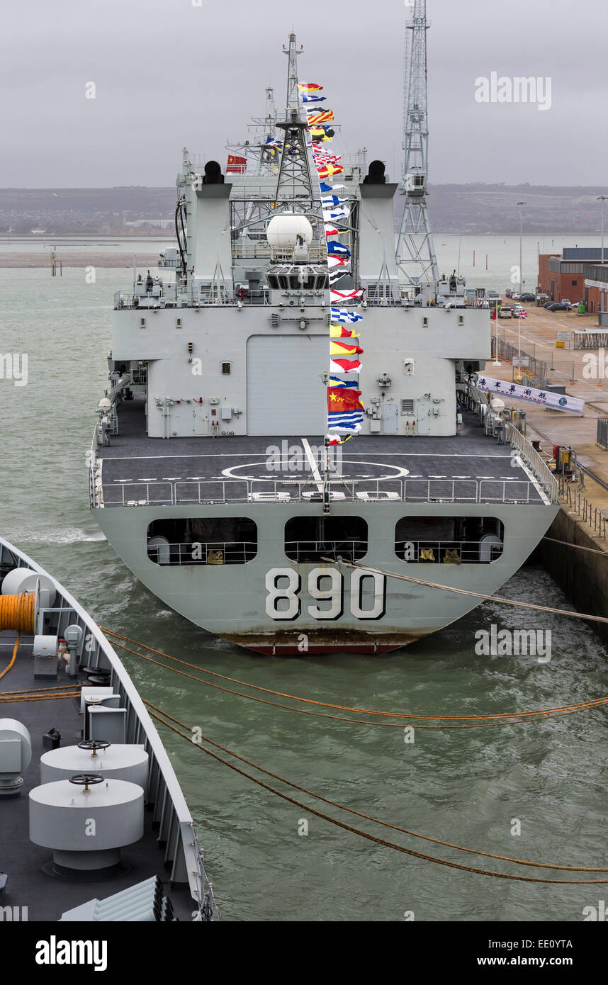 The Chinese Naval replenishment ship, Chaohu, pictured from the bridge ...