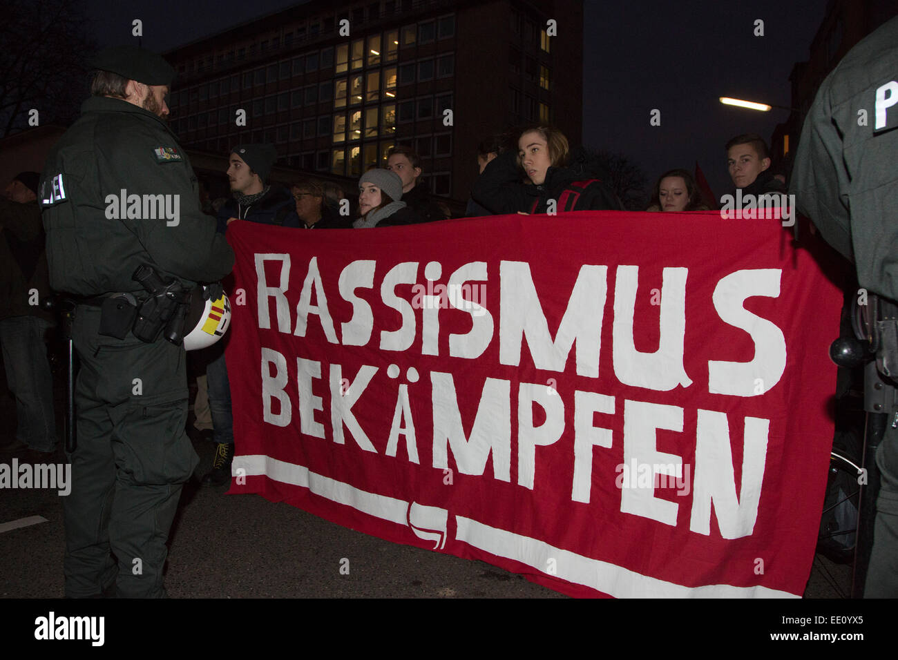 05/01/2015. Cologne, Germany. Pictured: Counter demonstrators. About ...