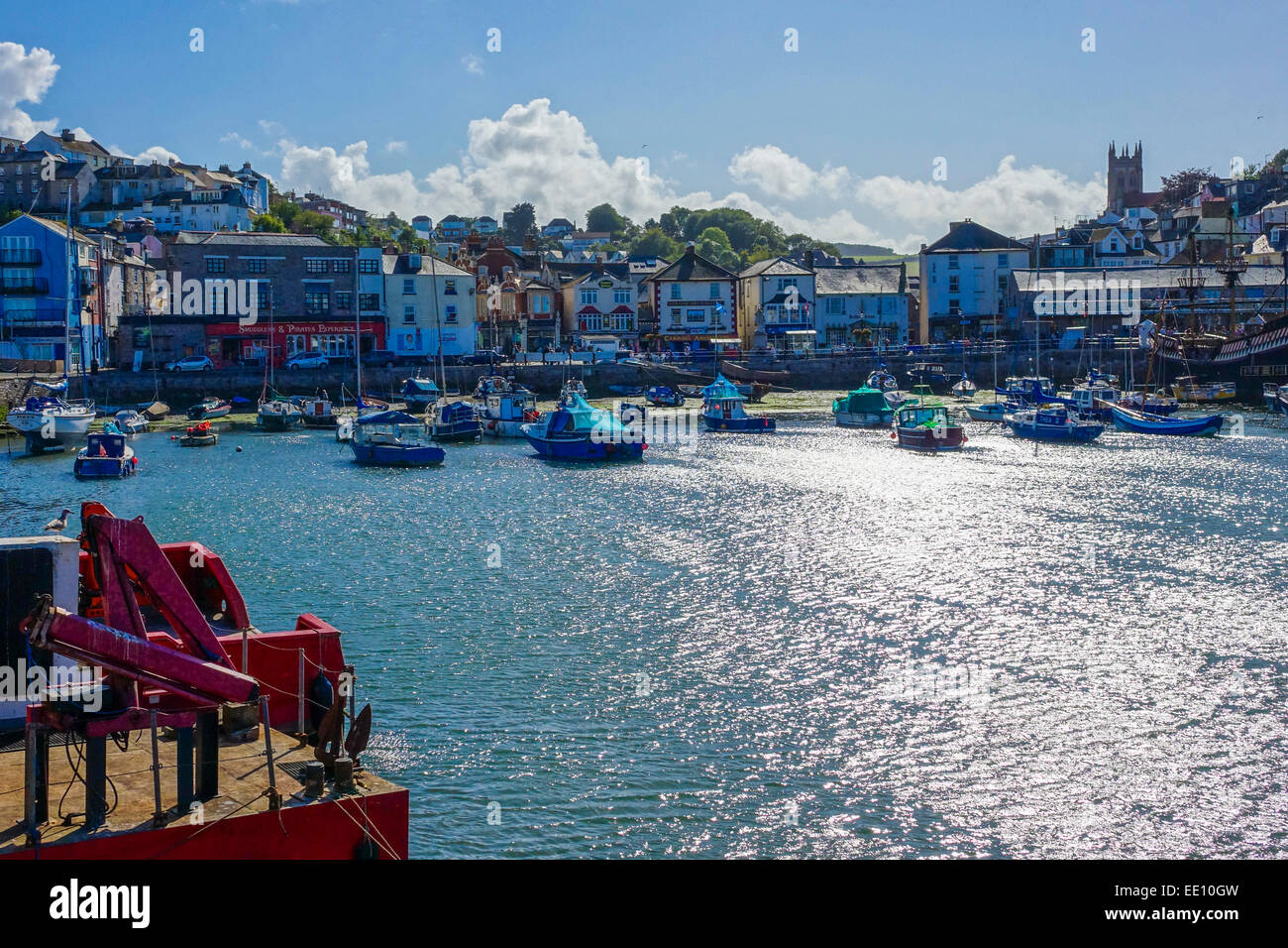 Low sun Brixham harbor harbour Devon England UK Stock Photo - Alamy