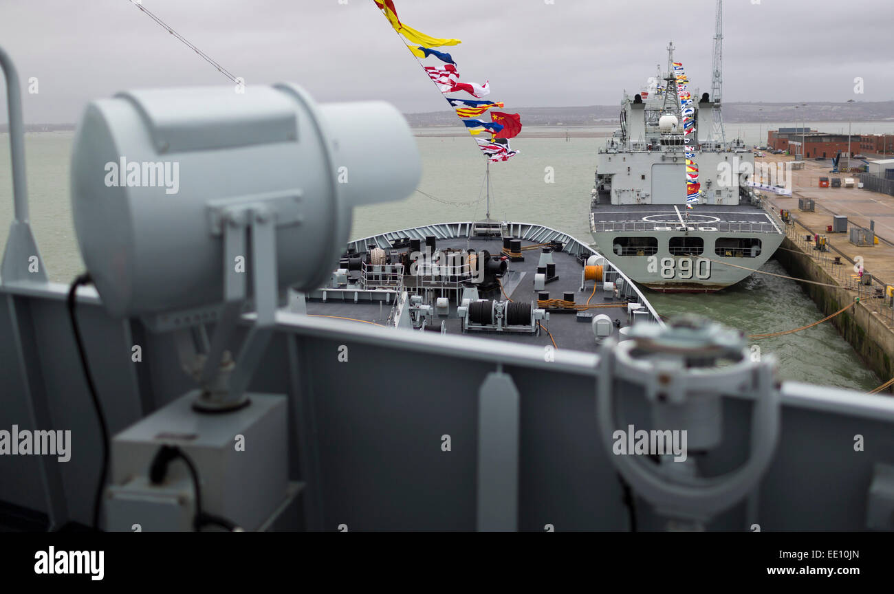 The Chinese Naval replenishment ship, Chaohu, pictured from the bridge ...