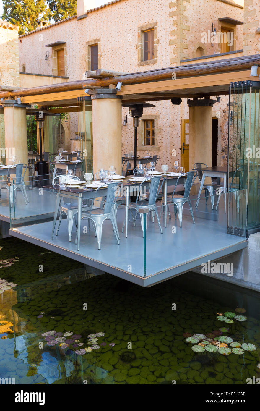 open air old restaurant somewhere in Greece Stock Photo - Alamy