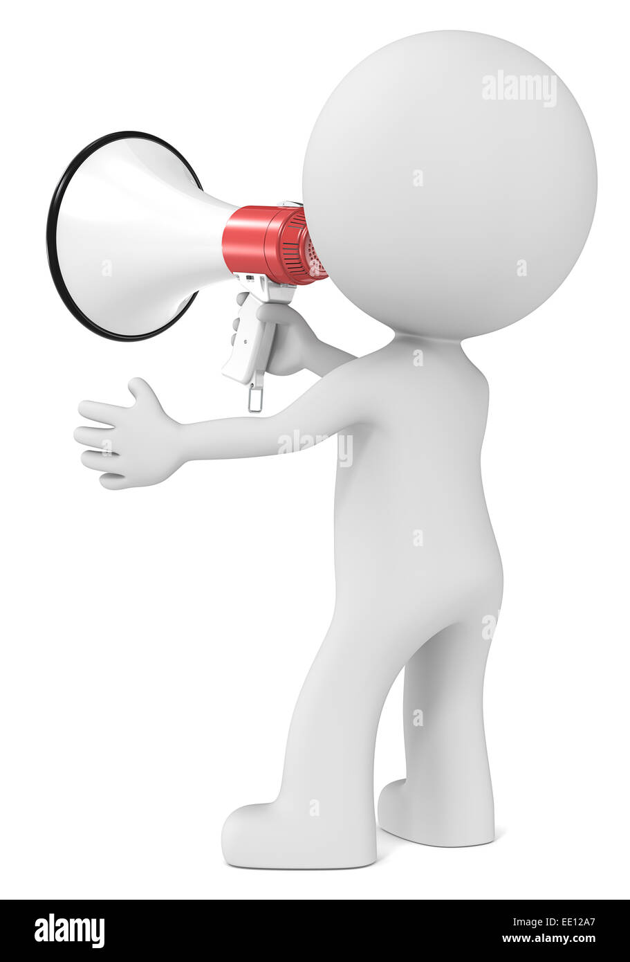 The dude holding Megaphone. Rear view Stock Photo - Alamy