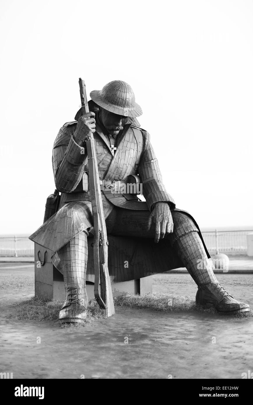Seaham sculpture soldier Black and White Stock Photos & Images - Alamy