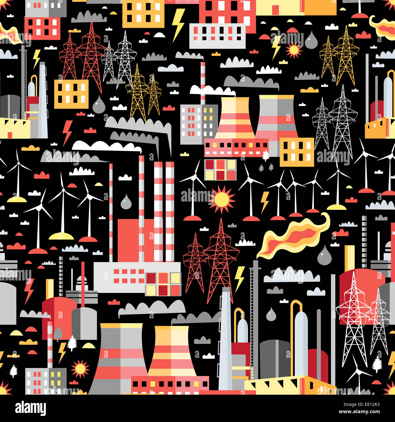graphic pattern of thermal power plants and petrochemical plants Stock ...