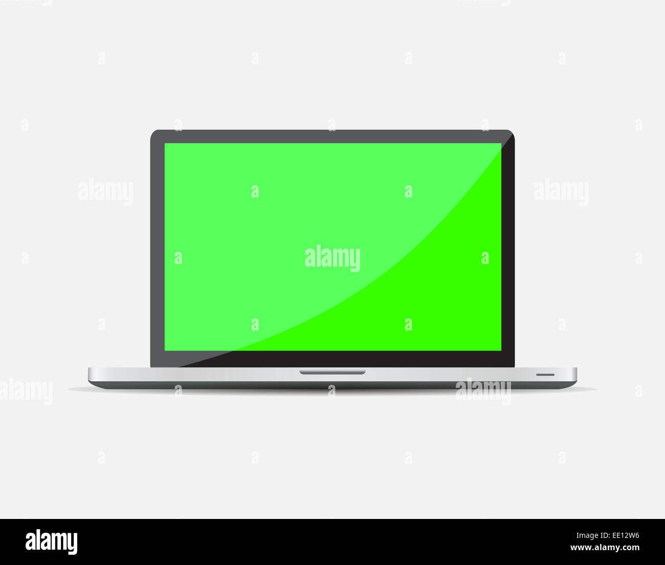 Realistic Open Laptop with green blank screen Stock Photo - Alamy