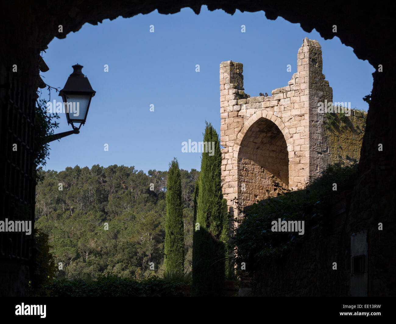 Fortified Entrance Gate to Peratallada. The tall fortified entrance ...