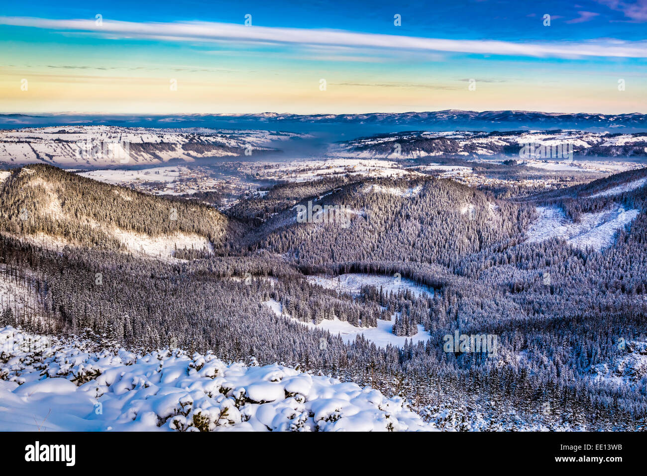 Winter dawn in the mountains Stock Photo - Alamy