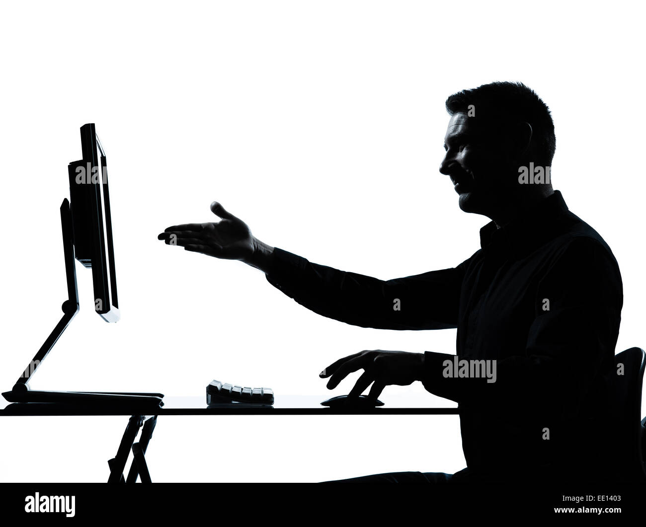 one caucasian business man showing gesture computer computing ... one caucasian business man showing gesture computer computing ...