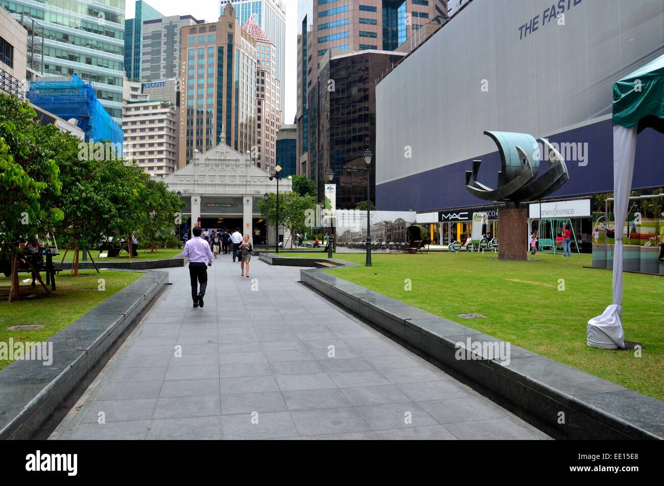 Raffles Place Central Business District CBD area and subway train ...