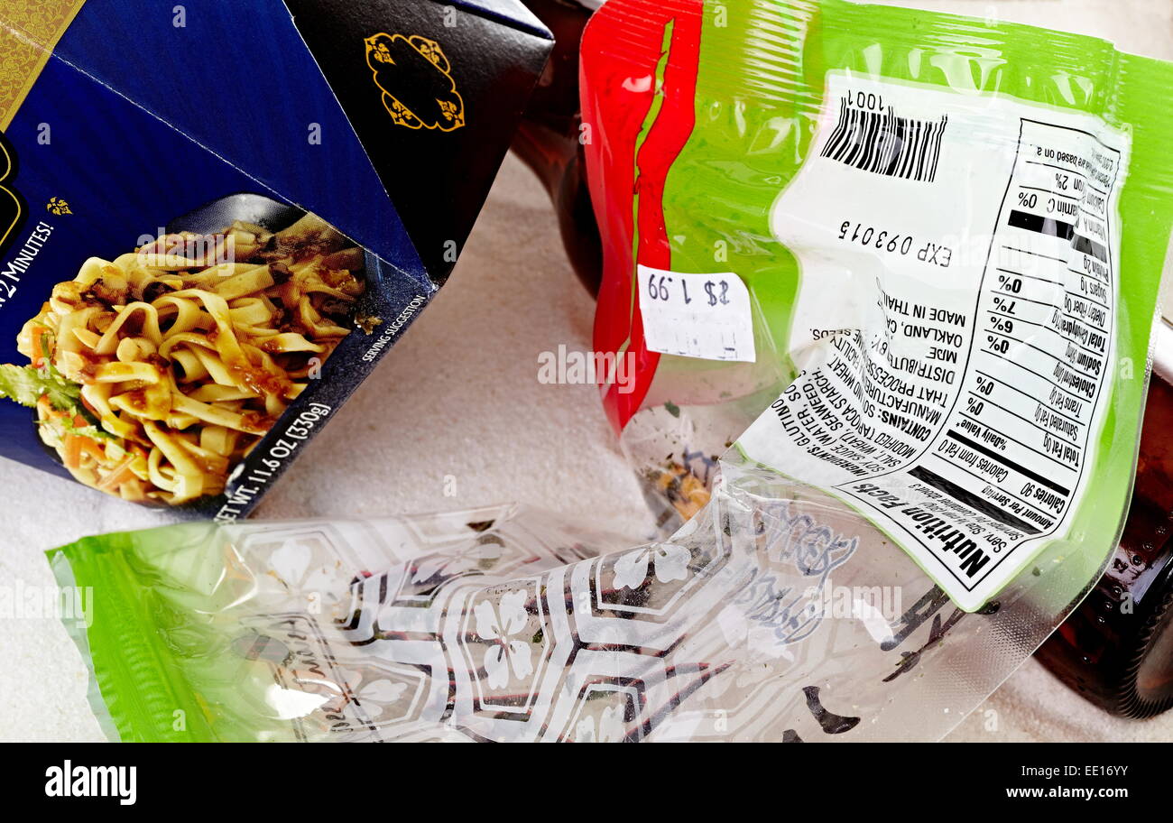 empty containers and wrappers of food disposed of Stock Photo - Alamy