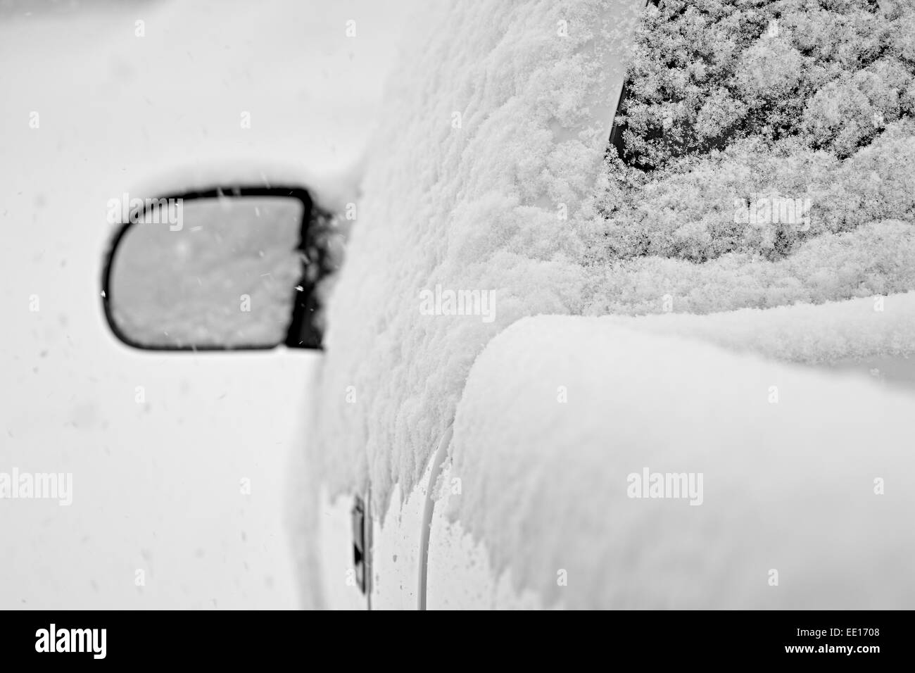 white pick up truck covered in snow Stock Photo - Alamy